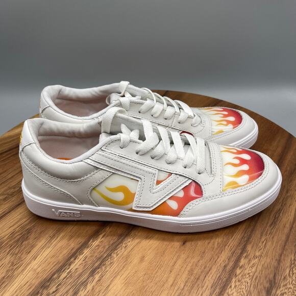 Vans | Shoes | Vans Lowland Cc Flame Shoes Mens 8 White Red Yellow ...